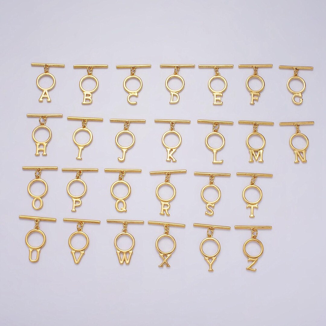 14K Gold Filled A-z Initial Letter Toggle Clasps Closure Personalized ...