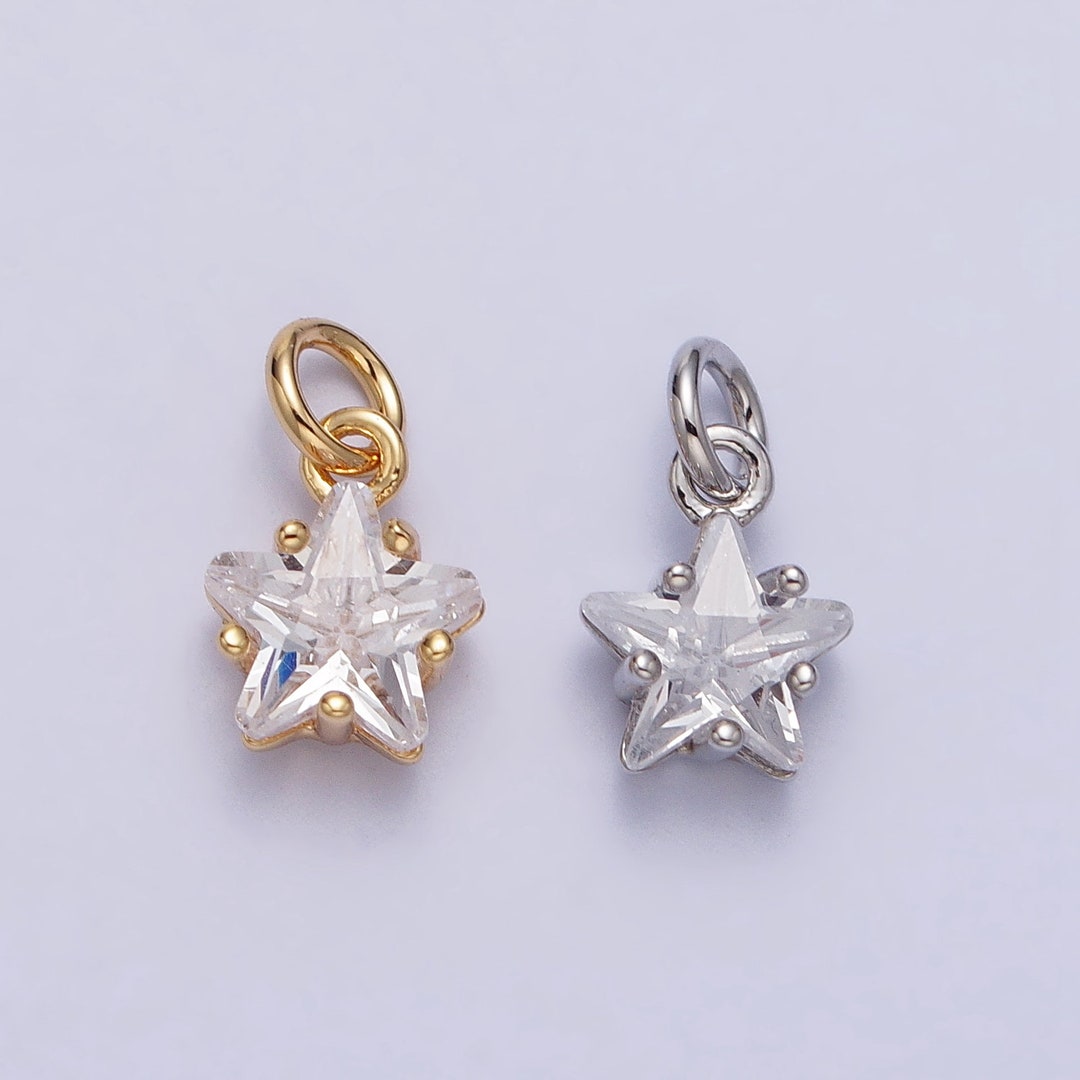 Mini Gold Star Charm Cubic STAR Charm Celestial Pendant Dangle Charms ...
