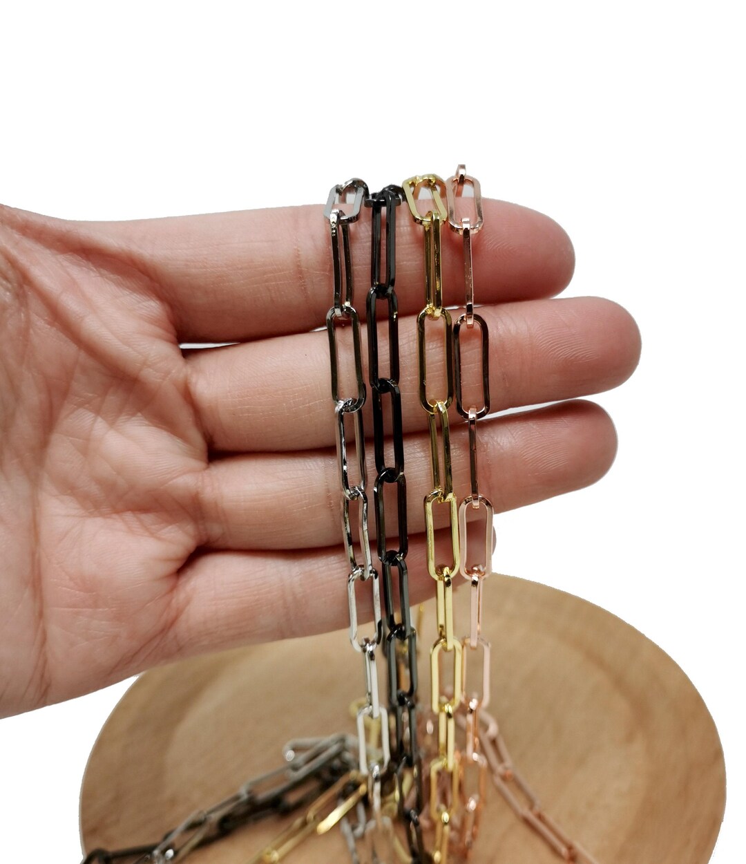 Gold Rolo Cable Paperclip Chain by Yard, Link Cable Rolo Elongate Chain ...