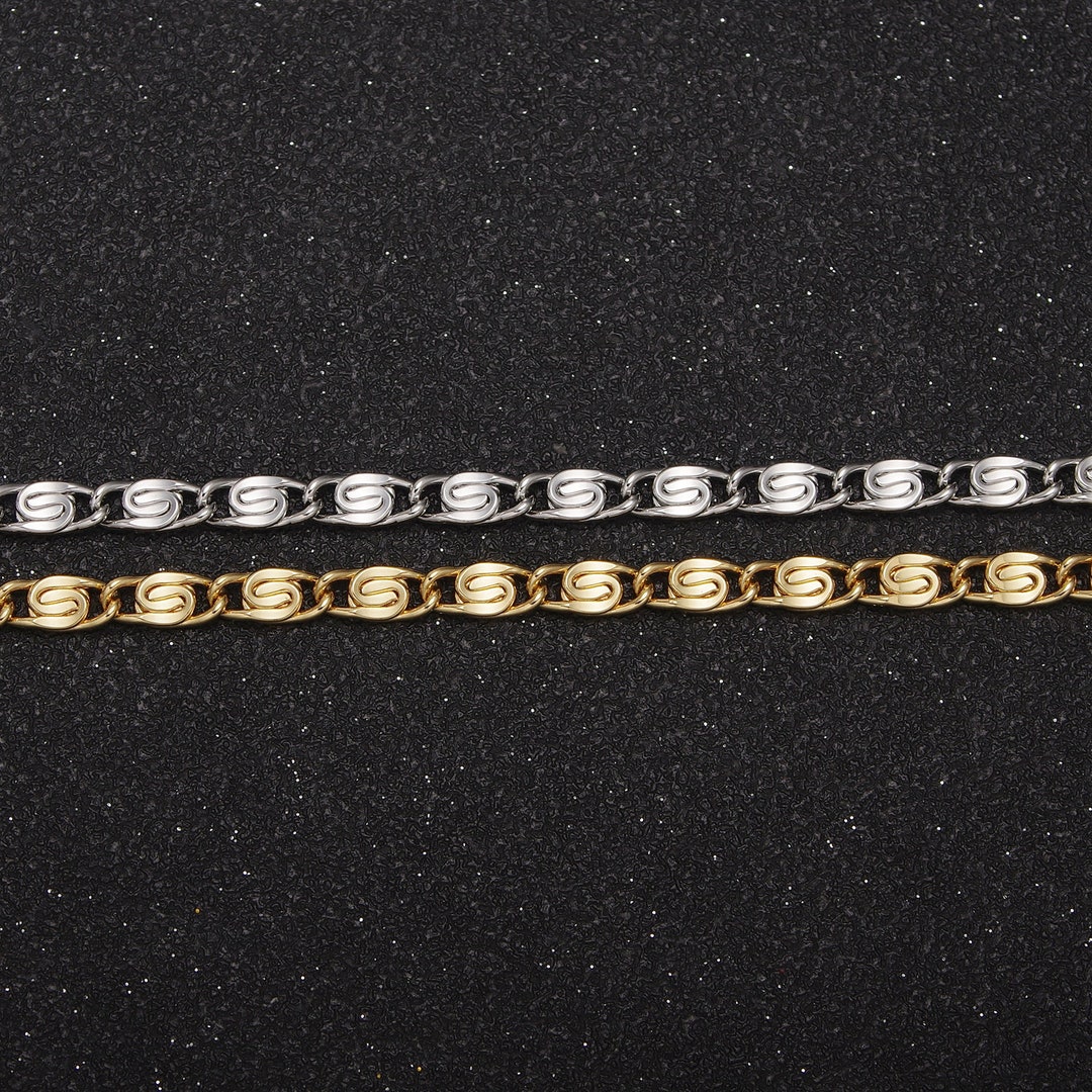 24K Gold Filled Scroll Chain by Yard, 3.5mm Width Silver & Gold Color ...