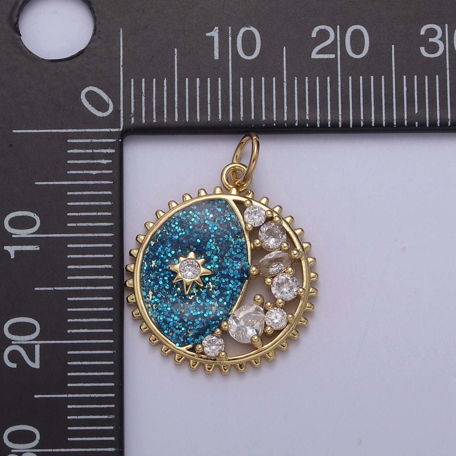 Starburst Star Glitter Sparkle Coin Charm Celestial Pendant - Etsy