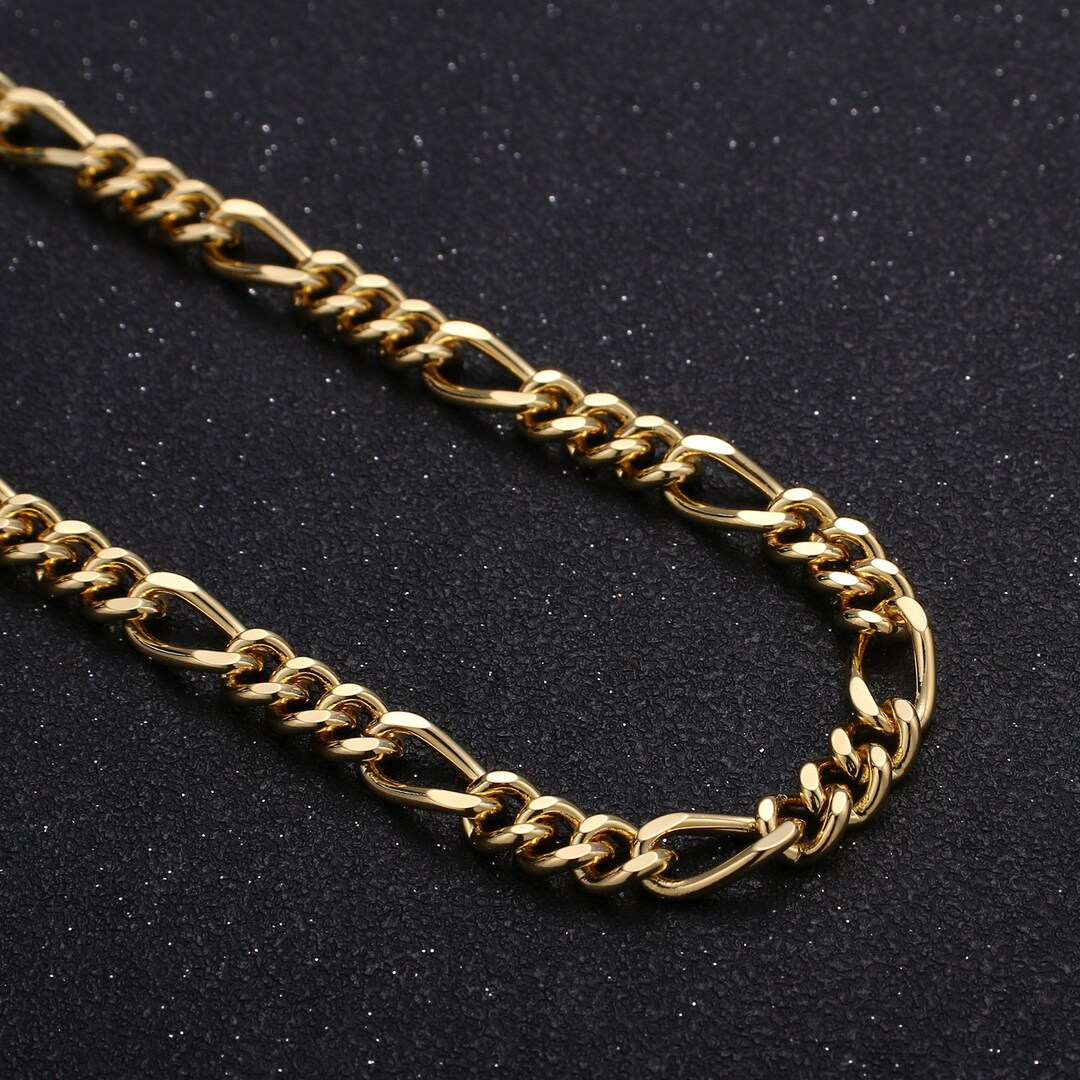 24K Gold Figaro Chain by Yard, 6mm Figaro Chain, Wholesale Bulk Roll ...