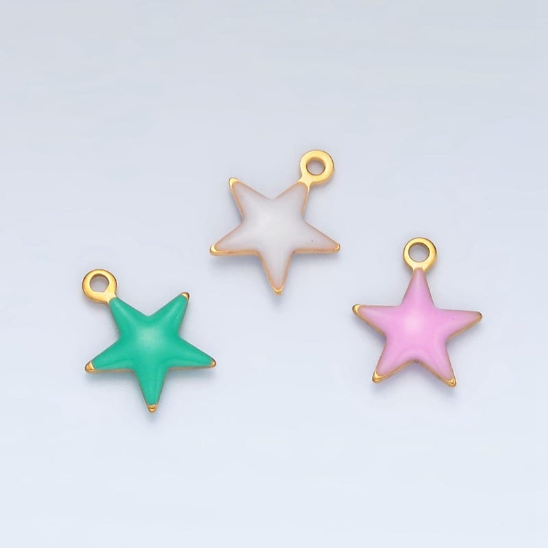 Pink Enamel Star Earrings - Etsy