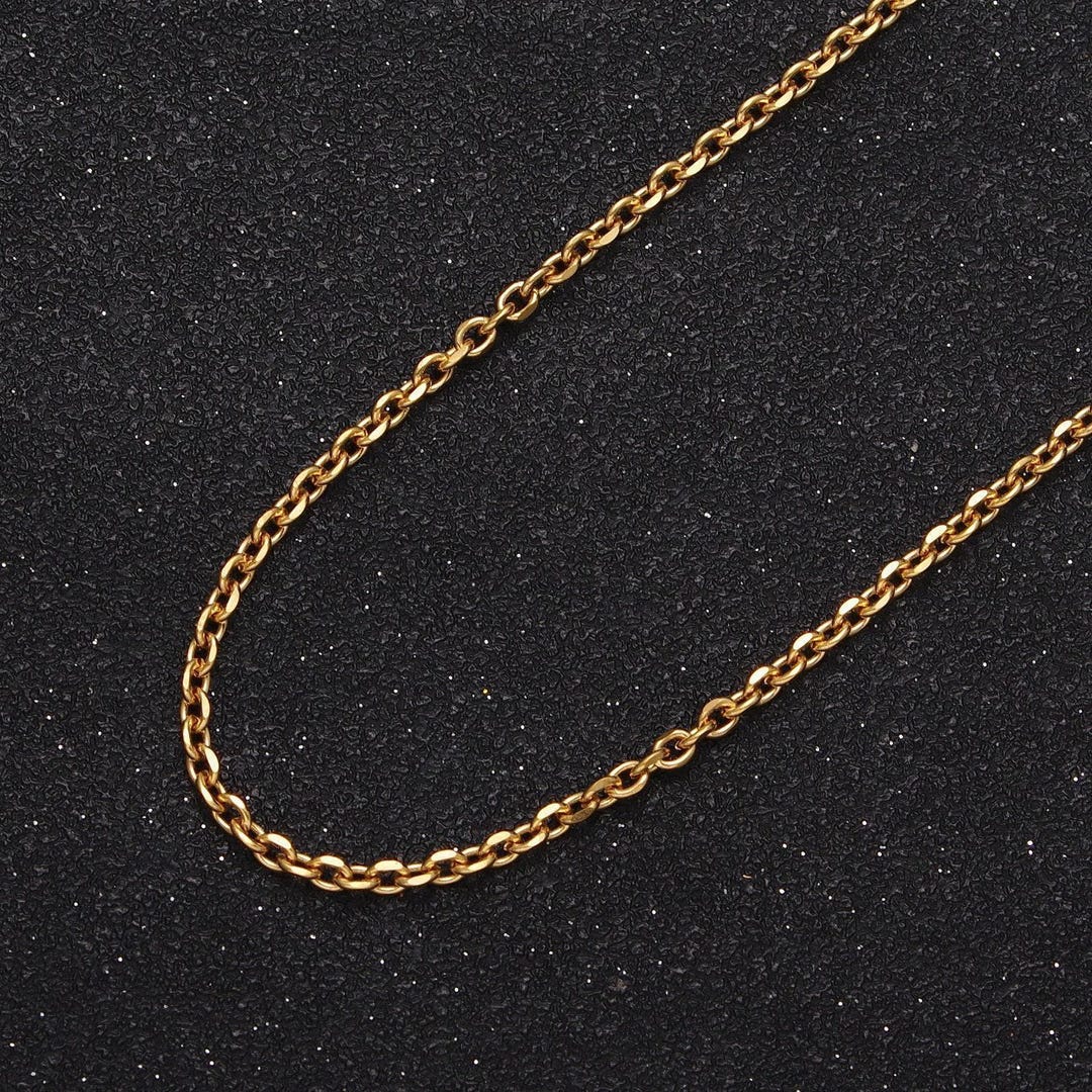 24k Gold Filled 2mm Cable Rolo Chain Bulk by Yard, Flat Edge Minimalist ...