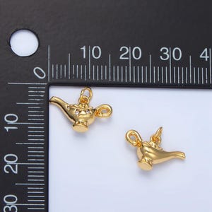 Mini 24k Gold Filled Magical Genie Lamp Cz Micro Paved Charm Aladdin ...