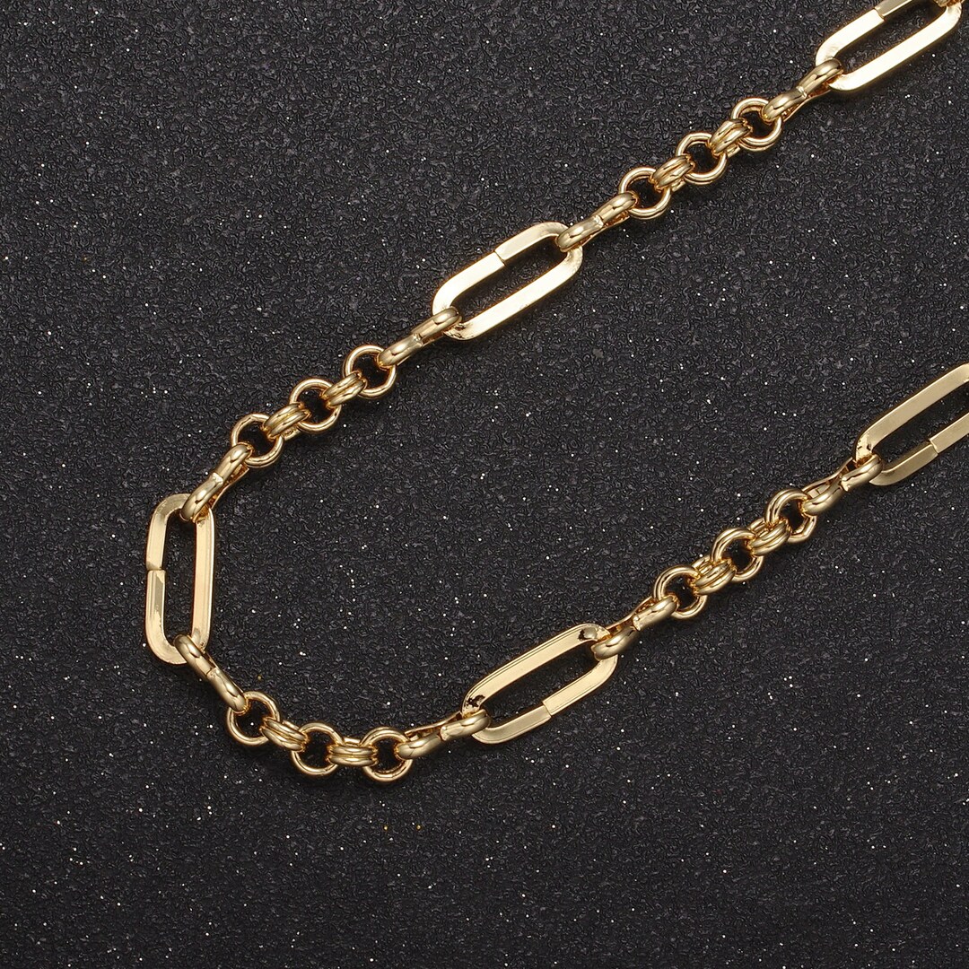 24K Gold Filled Unique, Unsoldered Paper Clip Chain Figure Eight & Rolo ...