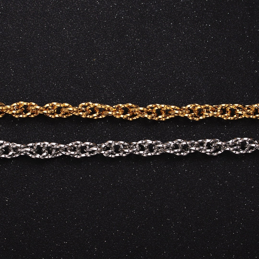 Faceted Double Prince of Wales Style Chain Link Chunky 24k Gold Filled ...