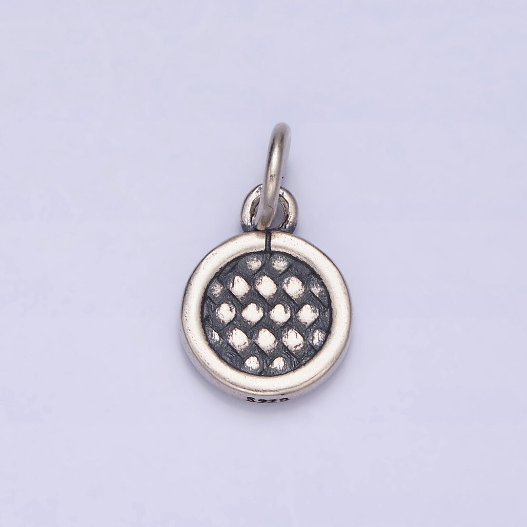 Sterling Silver S925 Dotted Rattan Textured Round Mini Charm | SL-269 ...