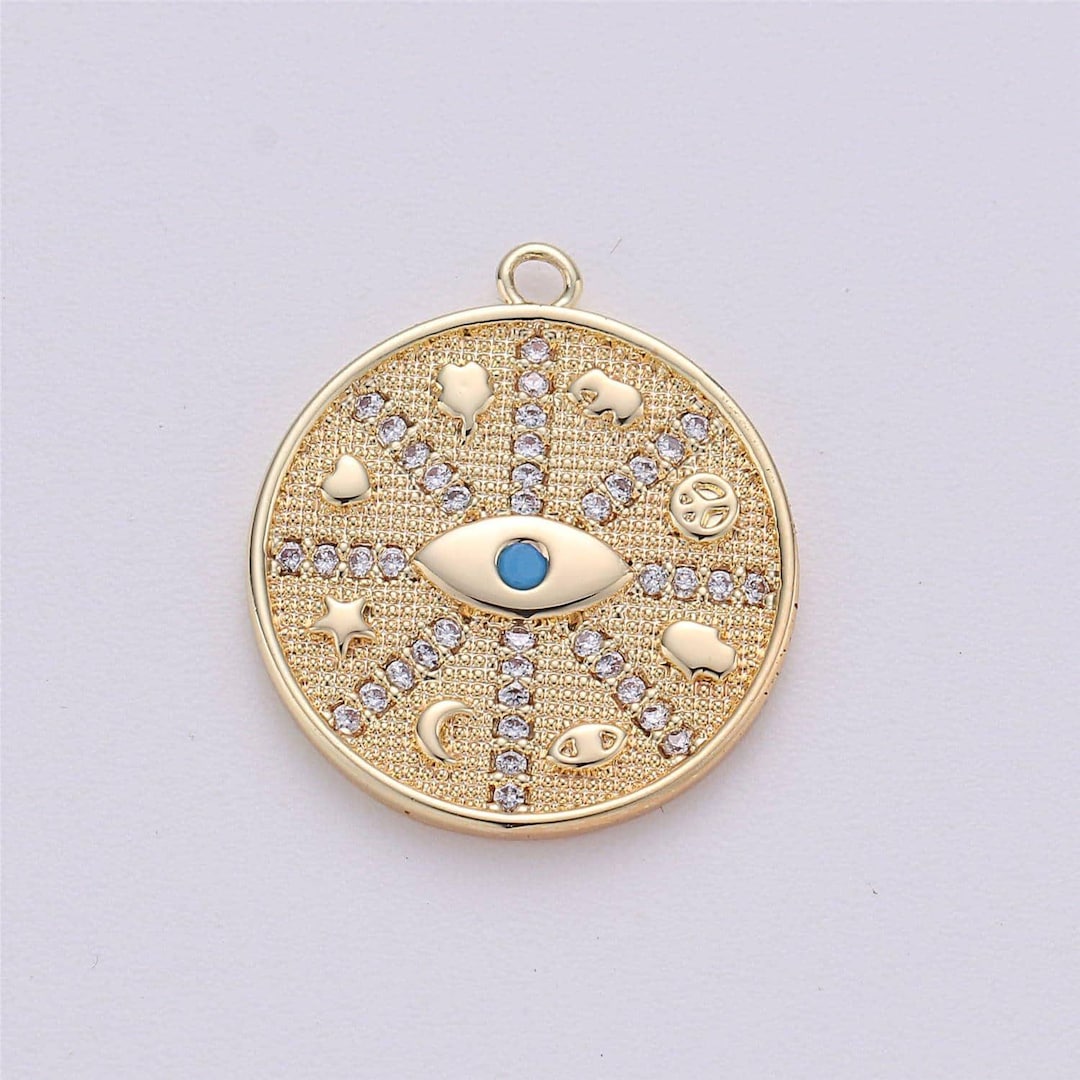 Good Luck Medallion Charm Gold Filled Pendant for Necklace Bracelet ...