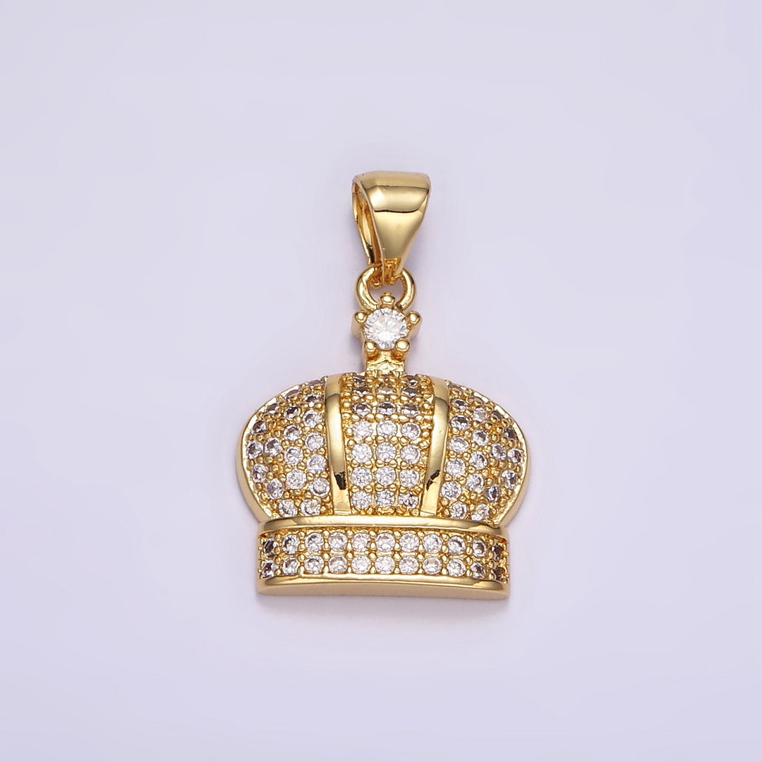 24K Gold Filled Dainty Duke, Prince Royal Crown Micro Pave Cubic ...