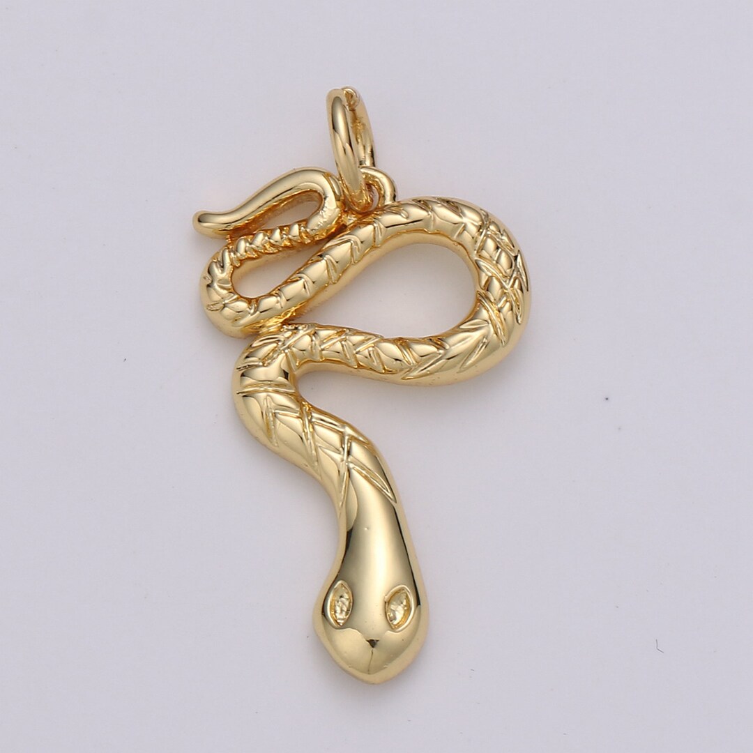 1pc 14k Gold Snake Charm, Gold Snake Pendant Charm, Charm, for Serpent ...