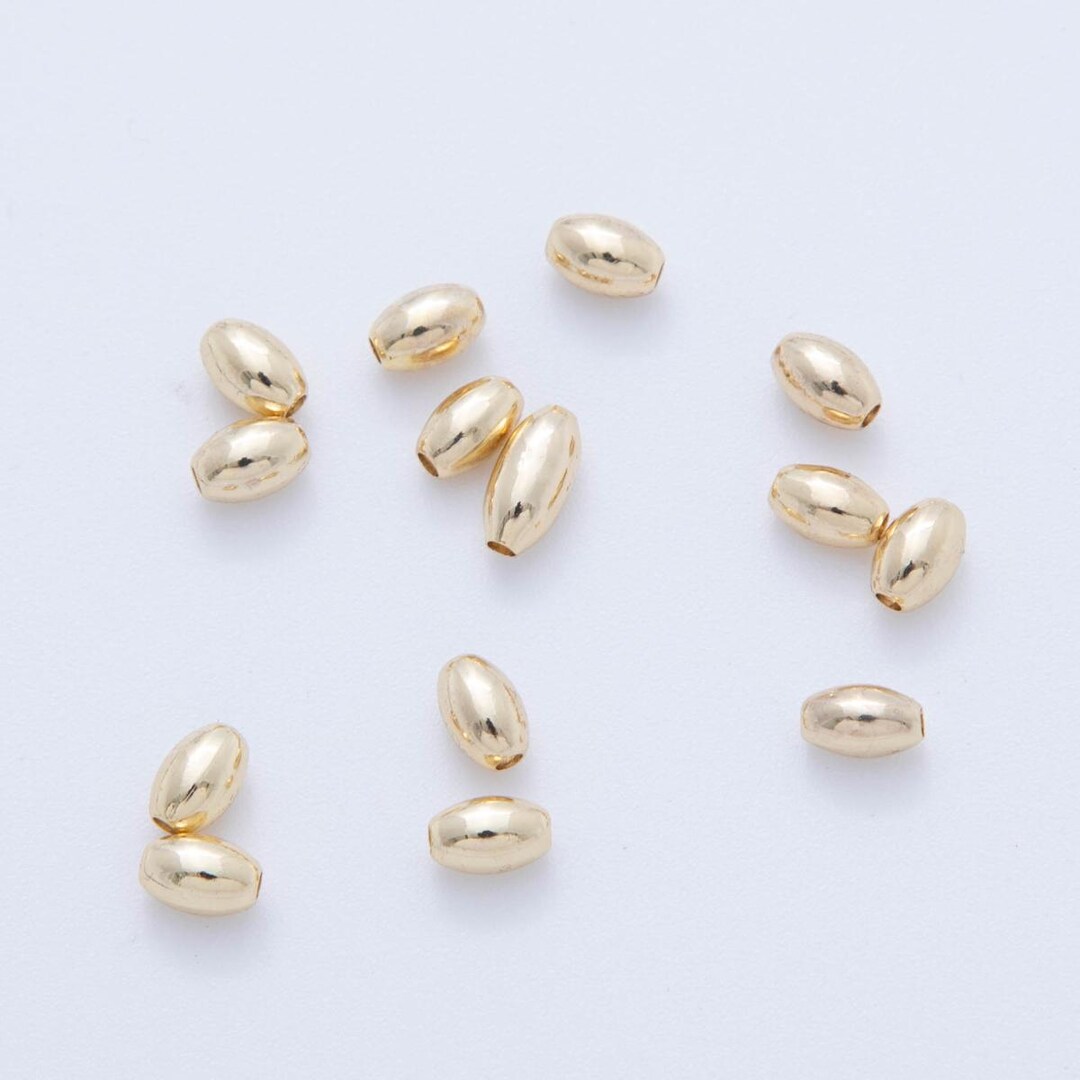 10x 18k Gold Filled Tiny Oval Bean Spacer Beads Tiny Seed Bead Spacer ...