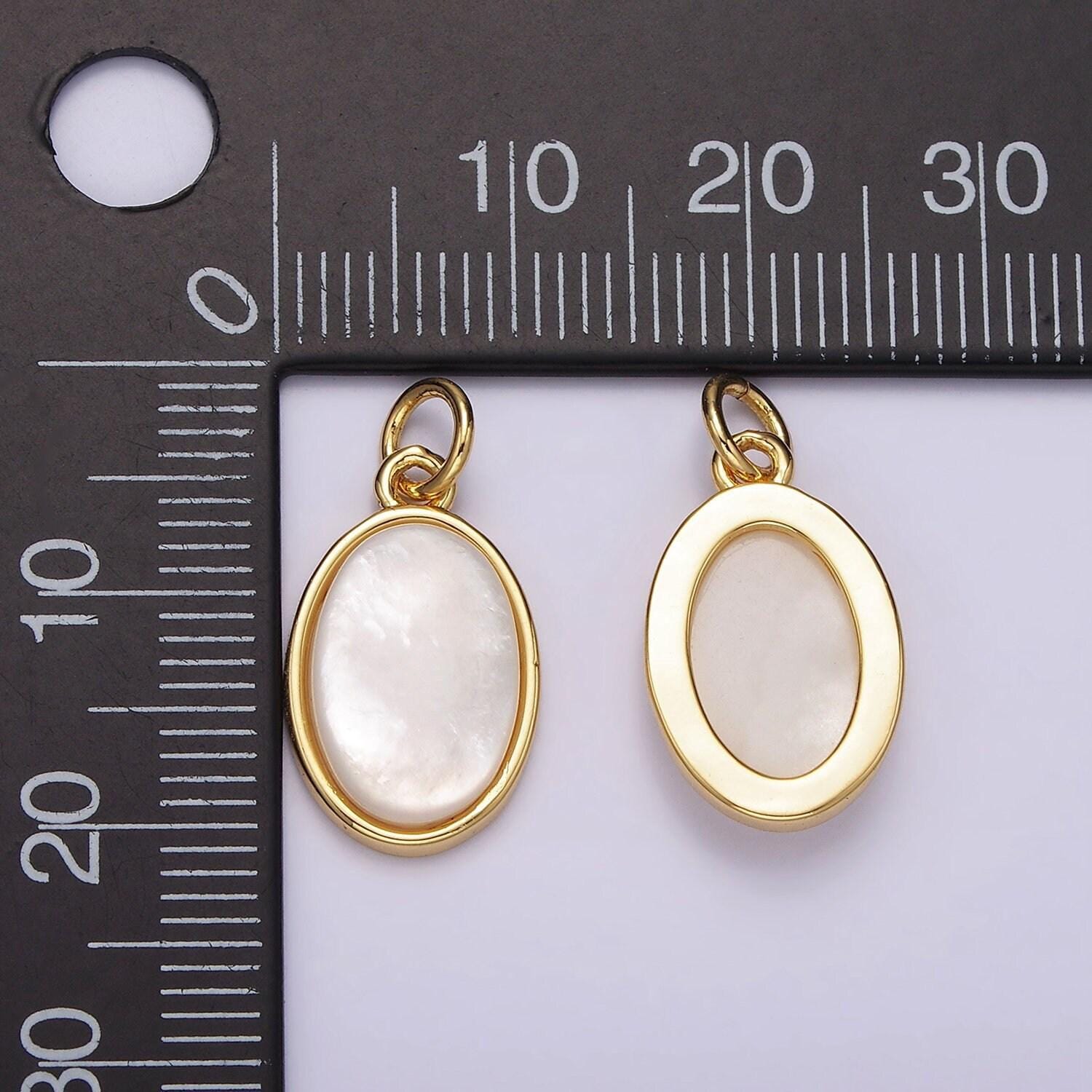 14k Gold Filled 20mm Shell Pearl Oblong Bezel Charm | Ag514 - Etsy