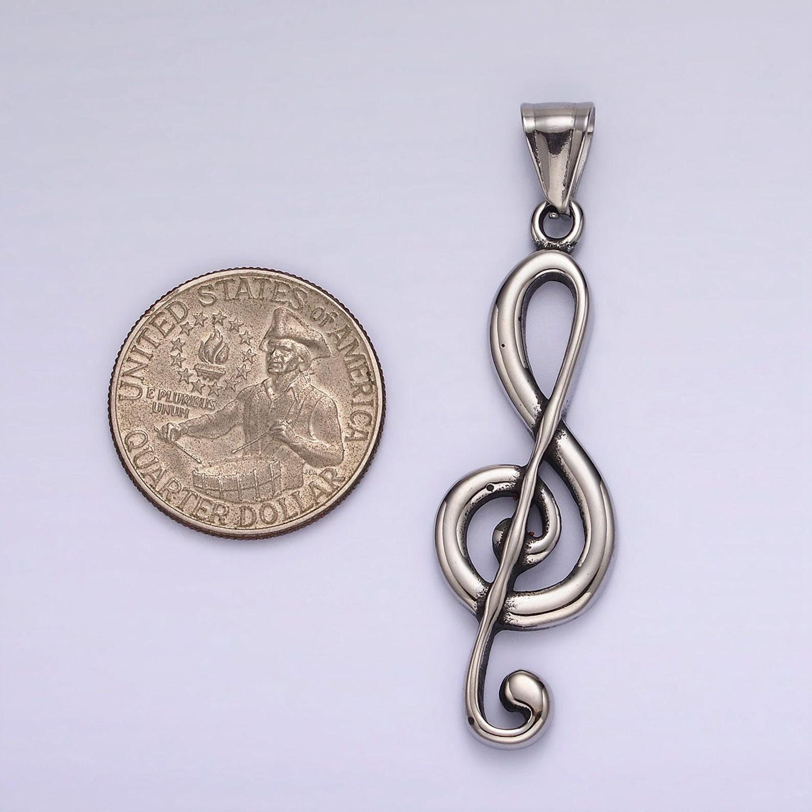 Stainless Steel Treble G-clef Musical Symbol Pendant | P-1192 - Etsy