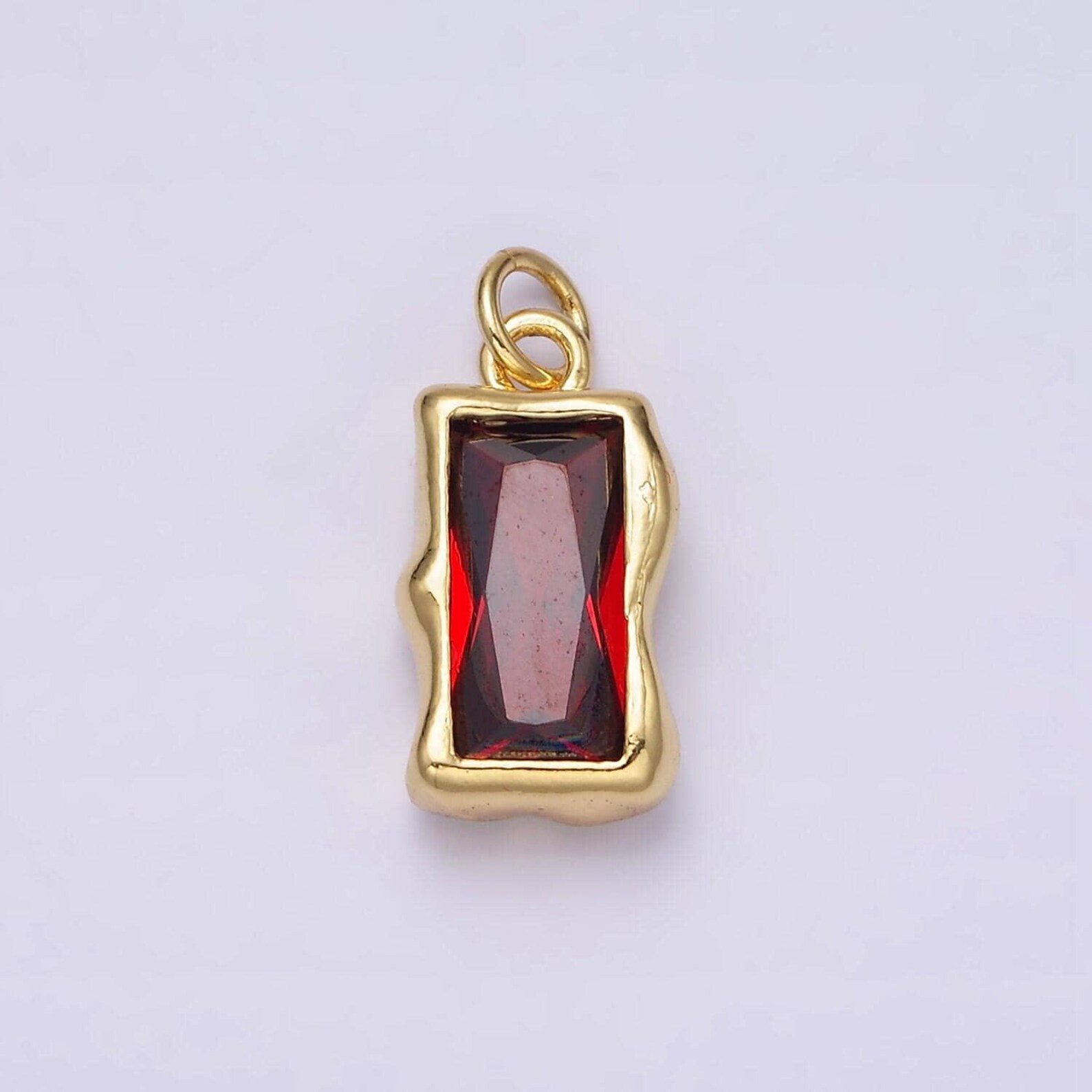 14k Gold Filled 20mm Birthstone Cz Baguette Charm Personalized Birth ...