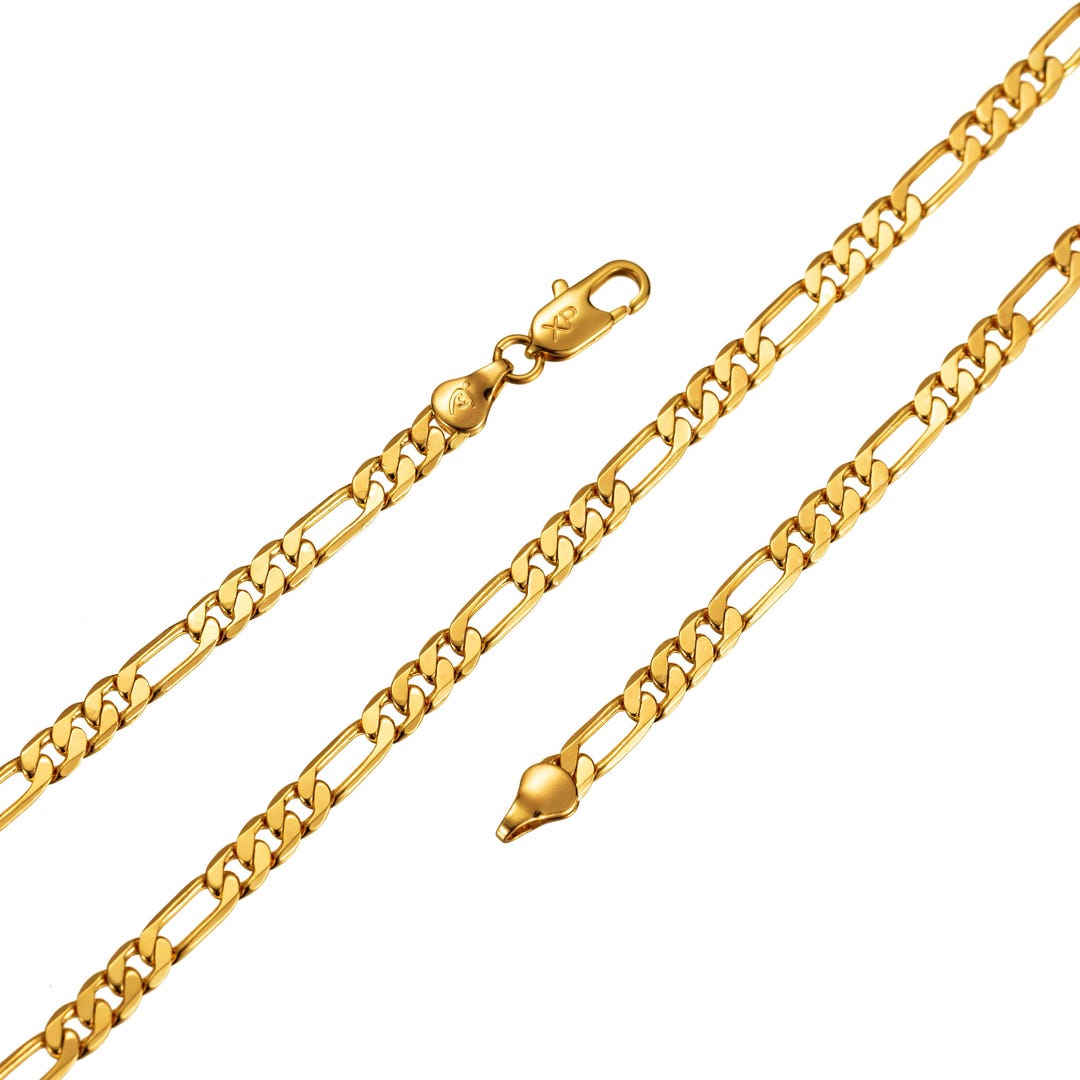24k Gold Filled 6mm Figaro Chain 20 Inch Necklace Ready to Wear Wa-1751 ...
