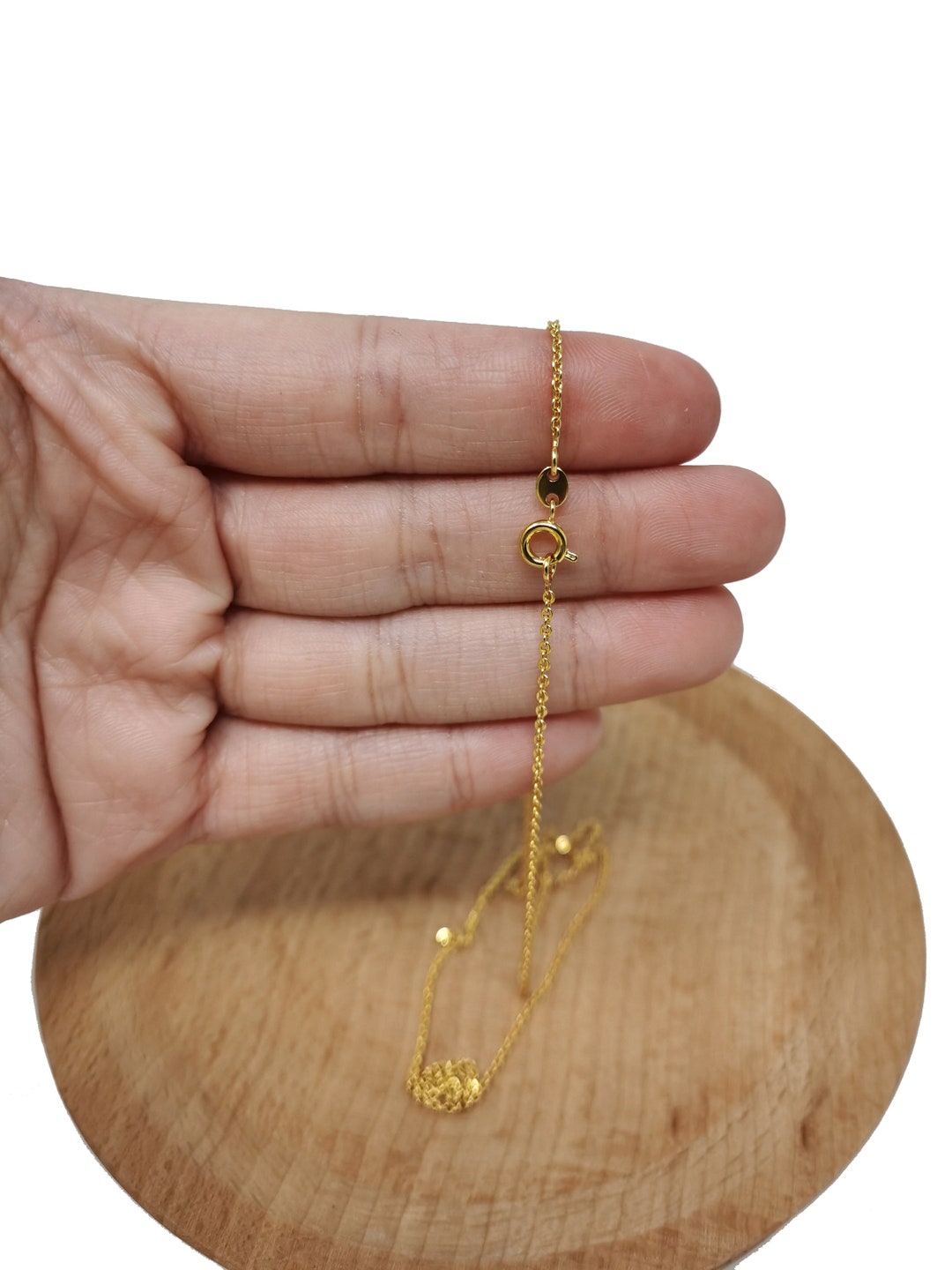 15.6'' Ready to Use 24K Gold Thin Rolo Necklace Chain, Layering Rolo ...