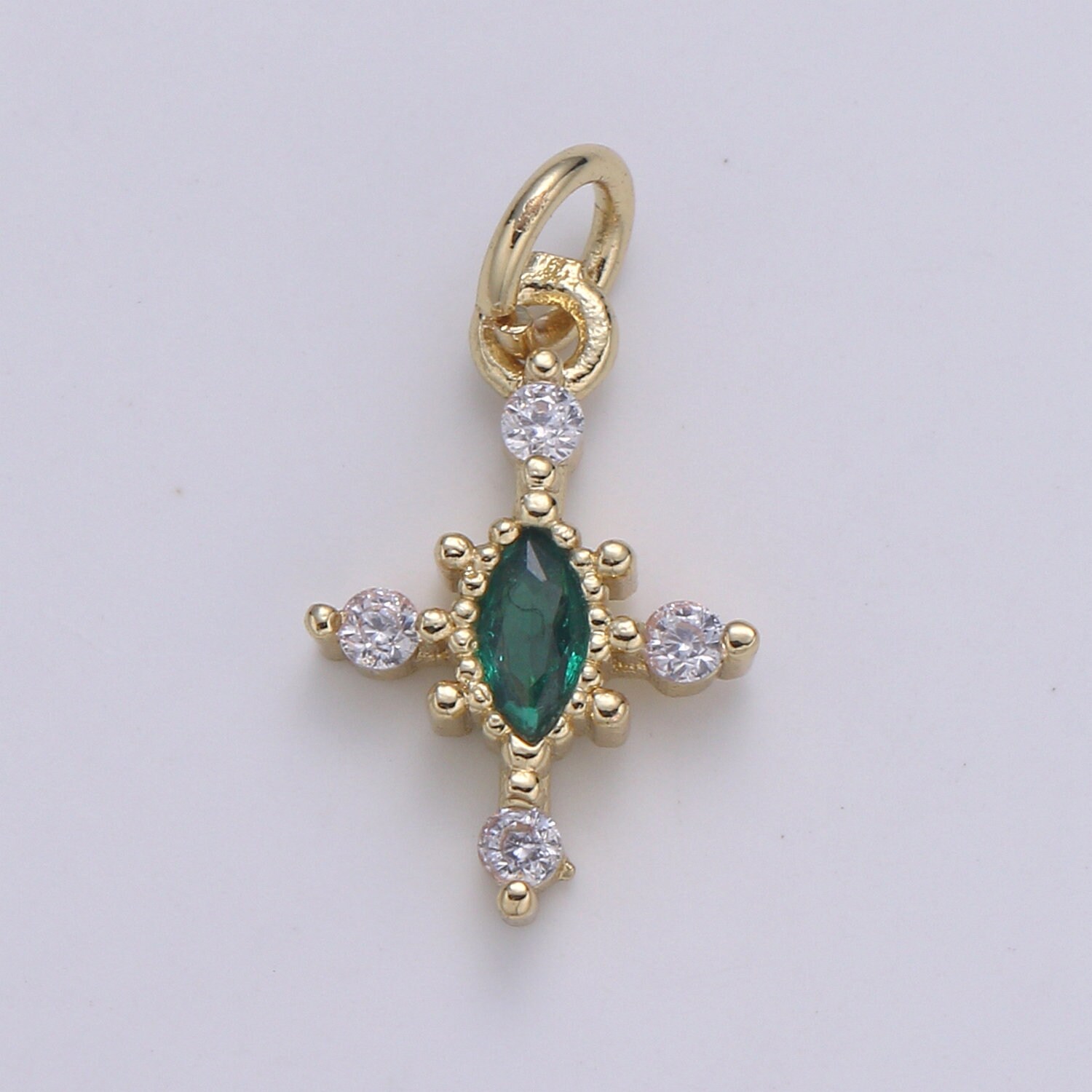 Micro Pave Charm 24K Gold Cross Charm Cubic Zirconia | Etsy