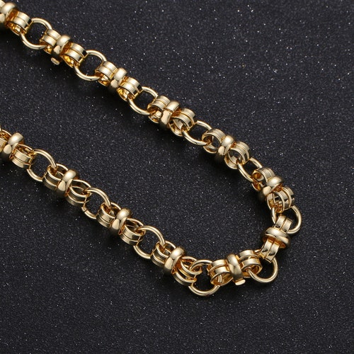 Both Faces Rolo Chain 24K Gold by Yard Fancy Link Chain - Etsy