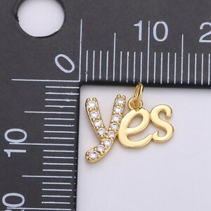1pc Gold Plated Yes Charm, Yes Pendant Charm, Gold Plated Charm, for ...