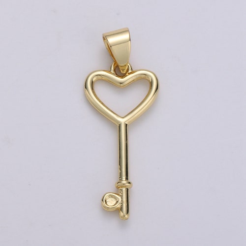 1pc 14k Gold Lock Key Pendant Charm Dainty Key Pendant Charm | Etsy