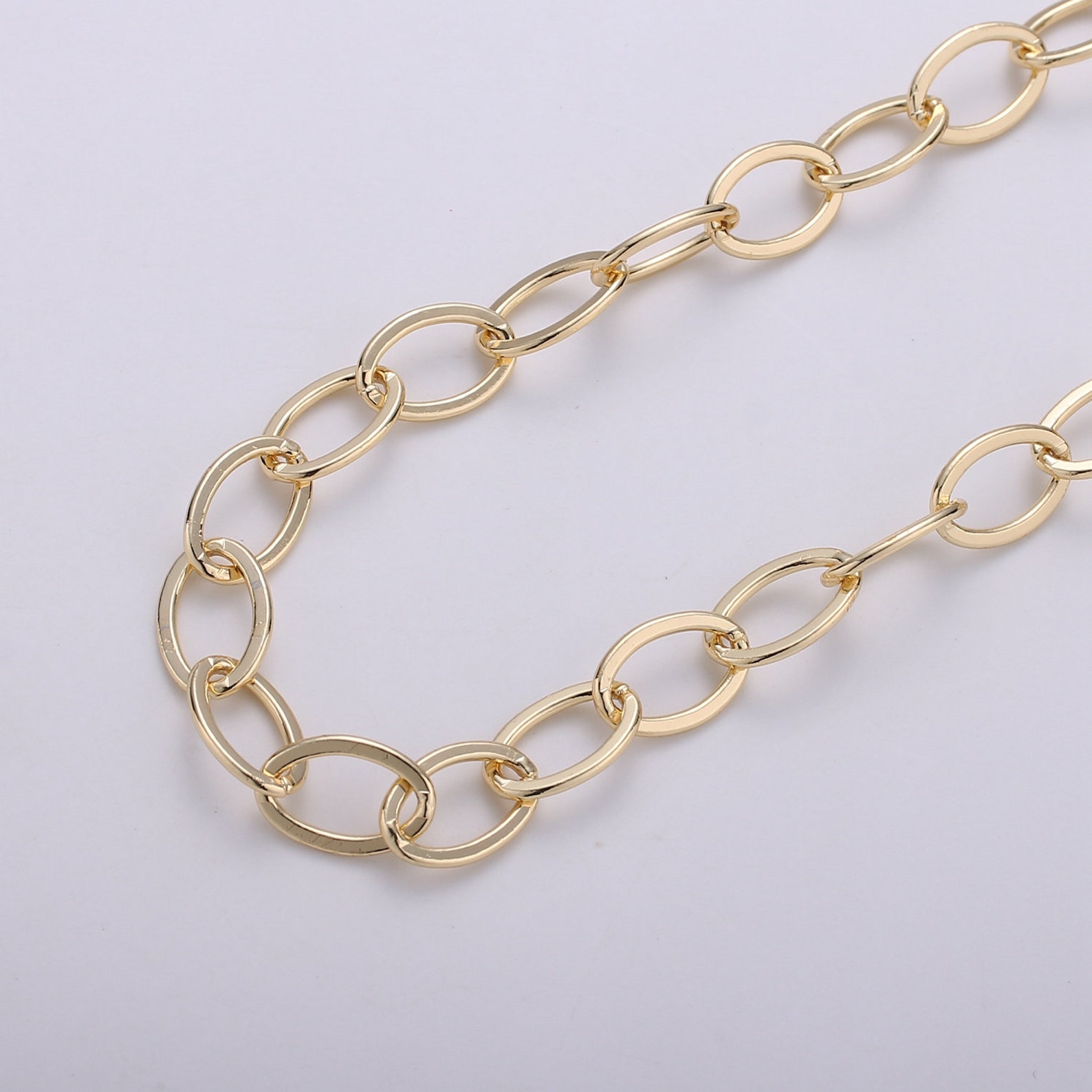 Oval Paperclip Chain Gold by Yard Oval Link Chain by Foot - Etsy