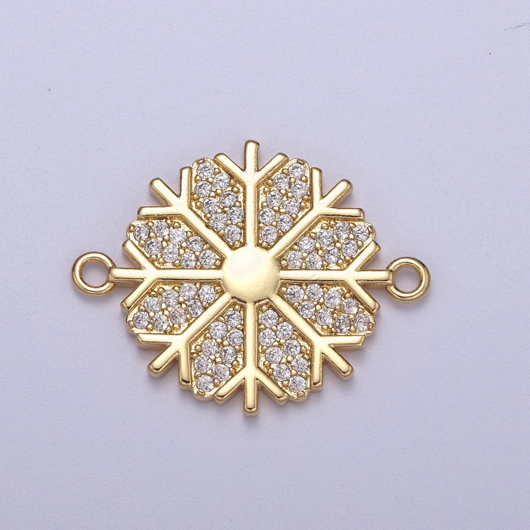 Dainty Gold Filled Snow Charm Connector Cz Snow Flake Link Connector ...
