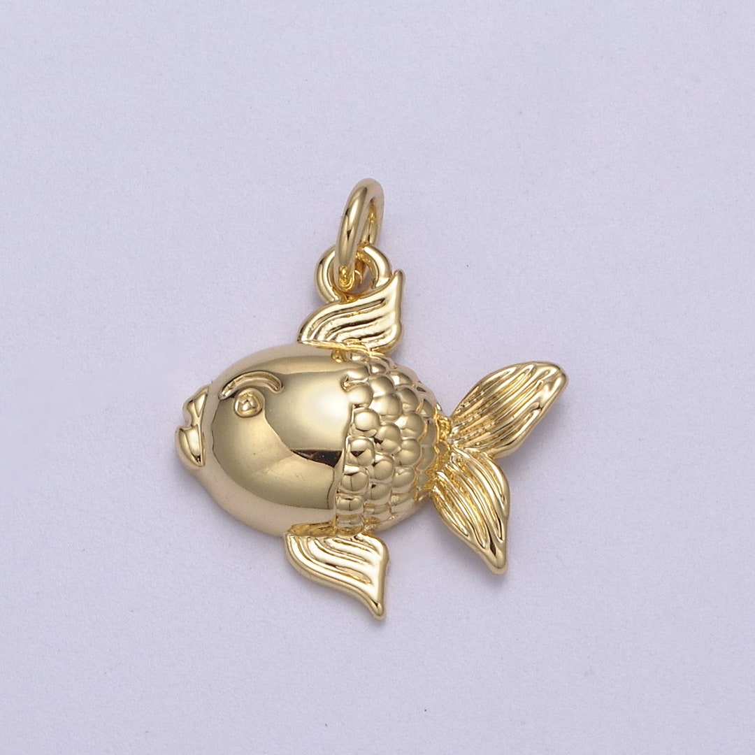 Dainty Gold Filled Puffy Goldfish Pet Fish Charm Animal - Etsy