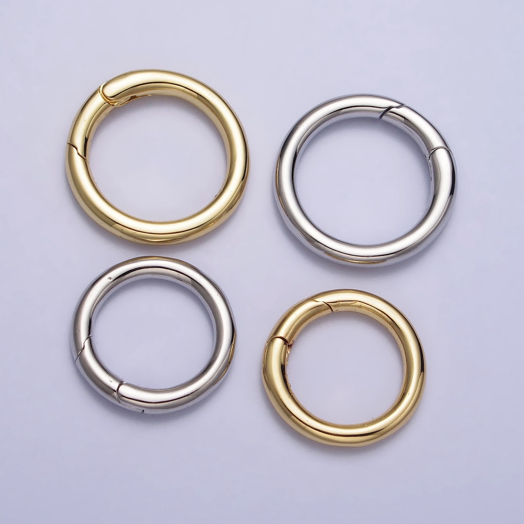 Dainty Push Gate Ring 14K Gold Filled Clasp Charm Holder Spring Closure ...