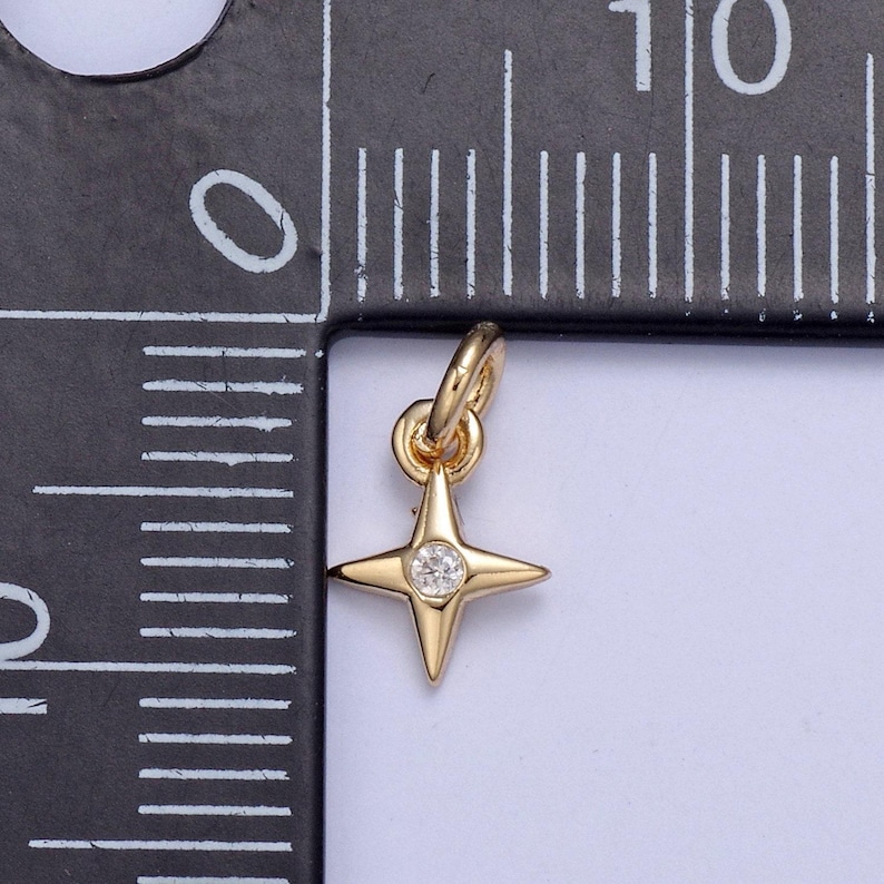 Tiny North Bright Stars Charm Cz Charm in Gold Micro Pave Cz Bright ...