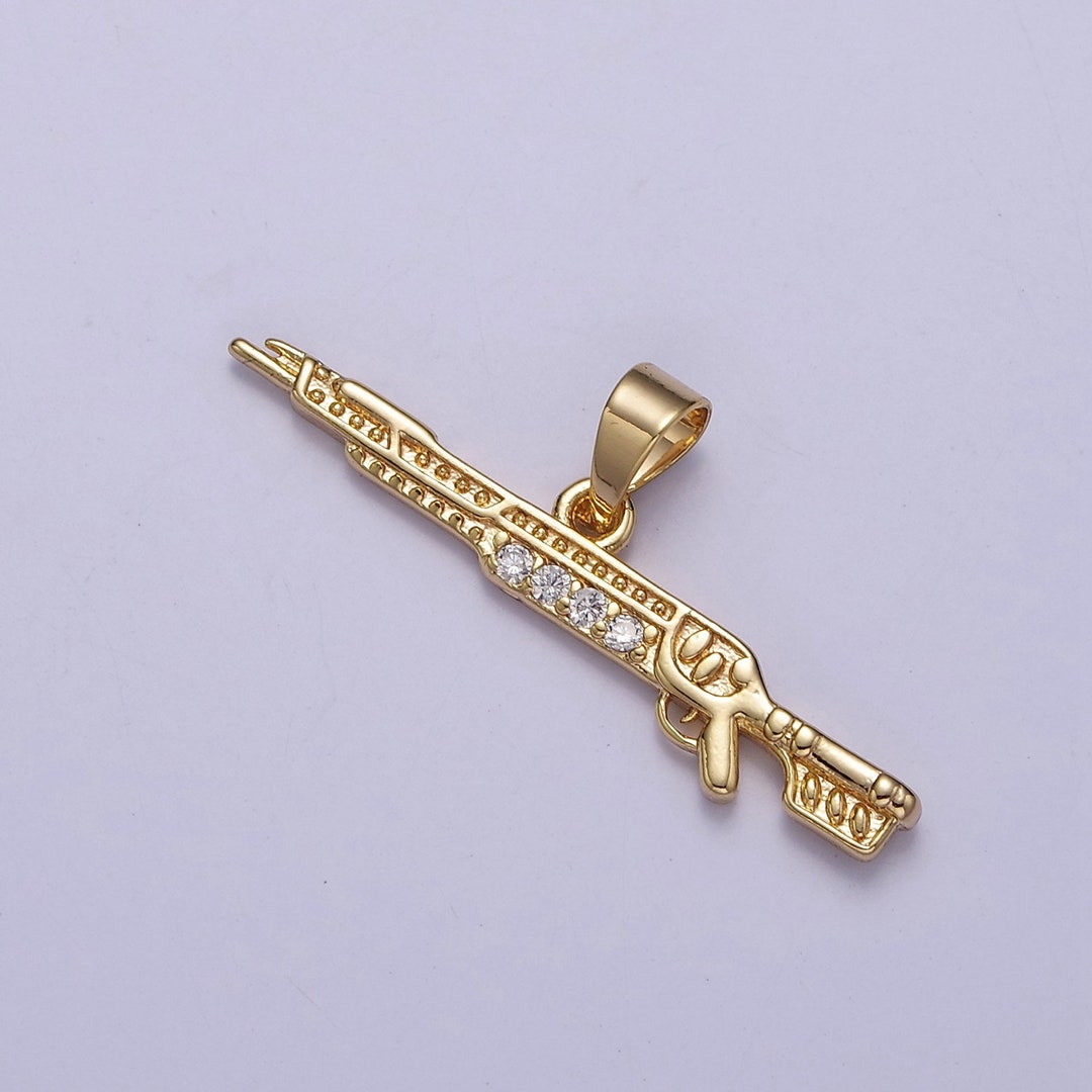 Gold Gun Charm Rifle Pendant, Shotgun Charm Jewelry Supply, J-436 - Etsy