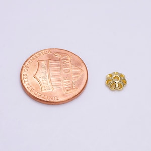 6mm Gold Filled Flower Bead Cap, Dainty Floral Bead Toppers, Bead ...