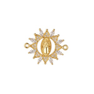Clear Cz Gold Virgin Mary Connectors, Lady Guadalupe Link Charm ...