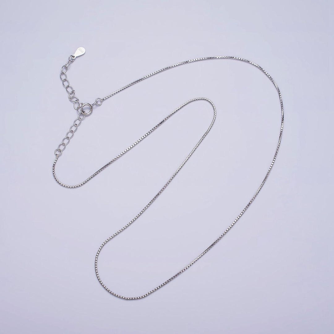 Dainty Simple Chain Necklace Sterling Silver Necklace Thin Box Necklace ...