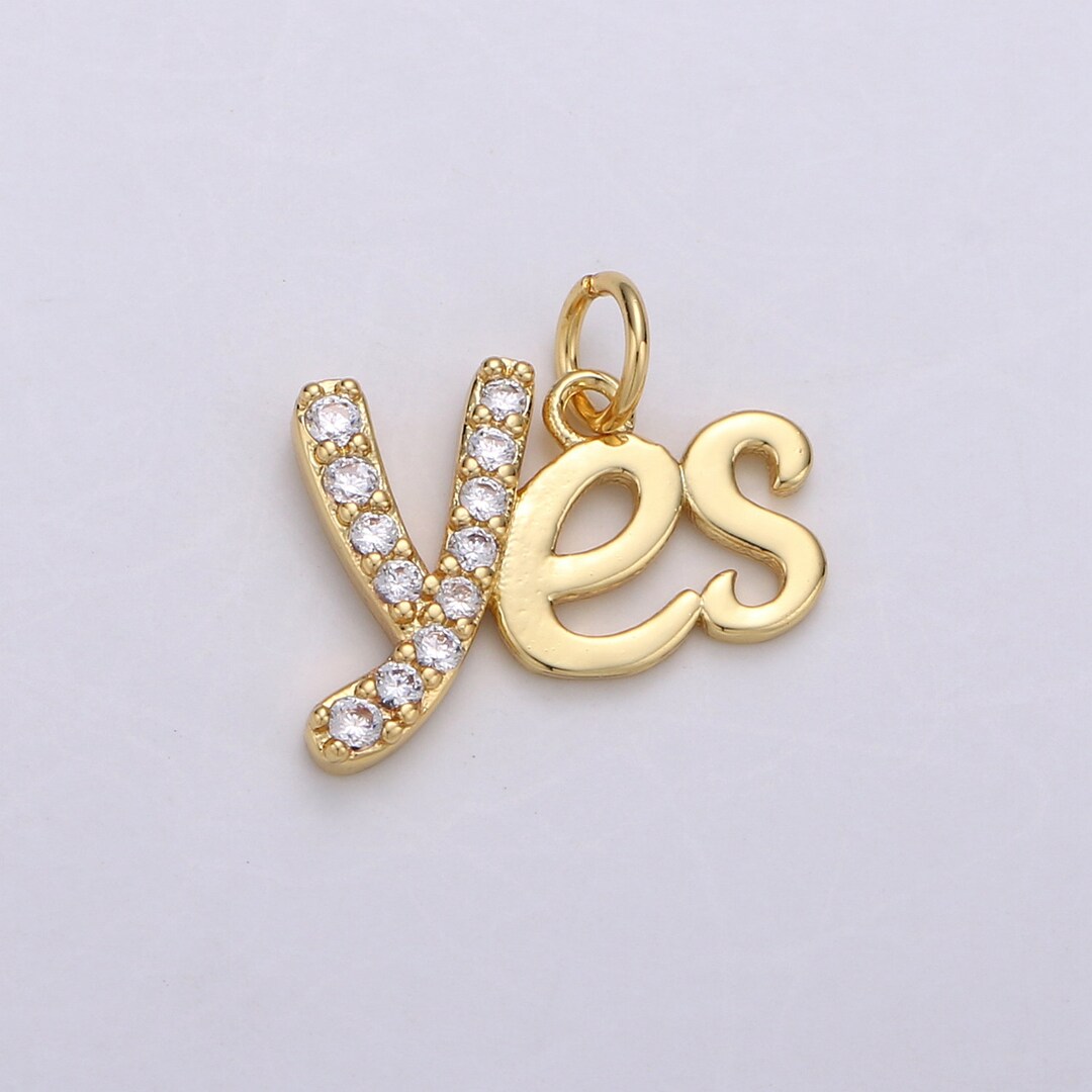 1pc Gold Plated Yes Charm, Yes Pendant Charm, Gold Plated Charm, for ...