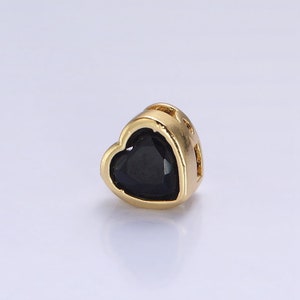 7mm Gold Plated Dainty CZ Heart Spacer Bead, Gold Geometric Spacer Beads CZ, Small Colorful ...