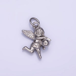 14K Gold Filled Ball Running Cherub Baby Angel Charm in Gold & Silver W ...