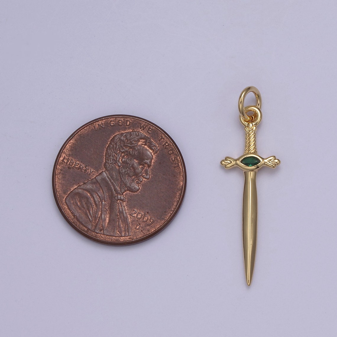 Dainty Sword Inlay CZ Gemstone With 4 Color Option Dagger - Etsy
