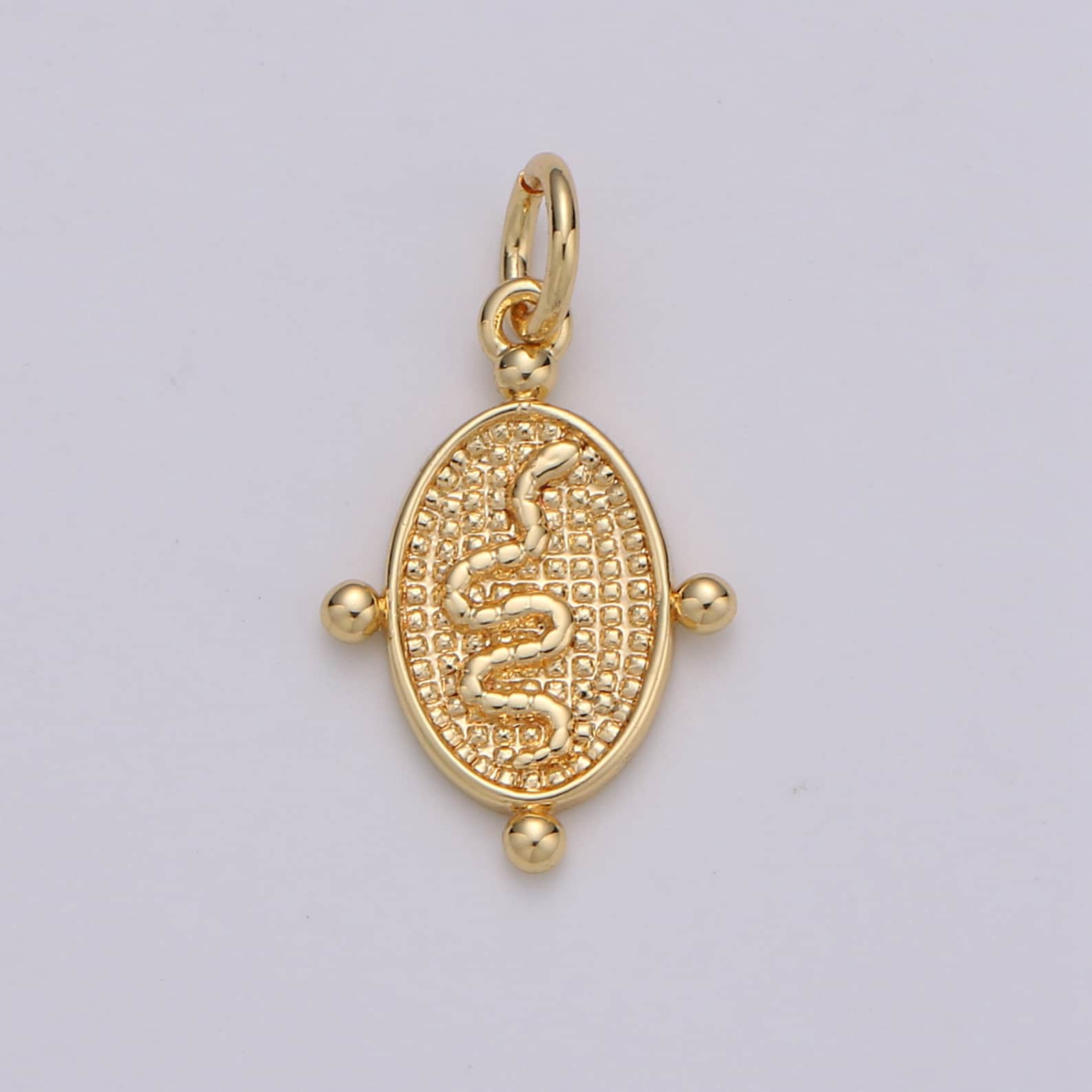 1pc 24k Gold Snake Pendant Charm, Dainty Oval Pendant Charm, Pendant ...