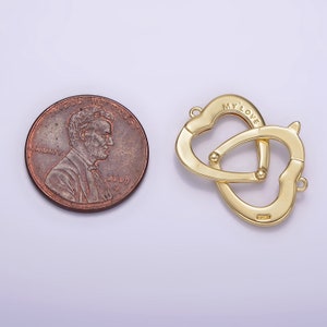 14K Gold Filled MY LOVE Engraved Double Heart Charm Connector Link ...