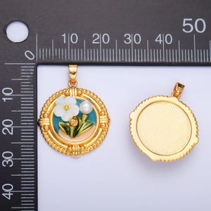 Beautiful Pearl Painting Enamel Pastel Colors Stamped Flower 24k Gold ...