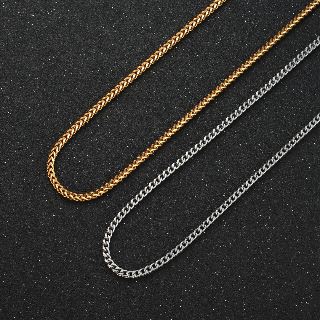 20 Inch Curb Chain Stainless Steel Necklace in Gold & Silver | Wa-2590 ...