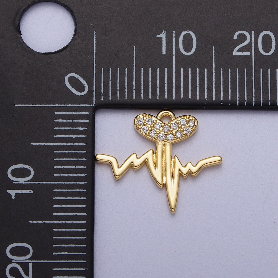 Heartbeat Pulse Gold Charm 24k Gold Plated Over Brass - Etsy