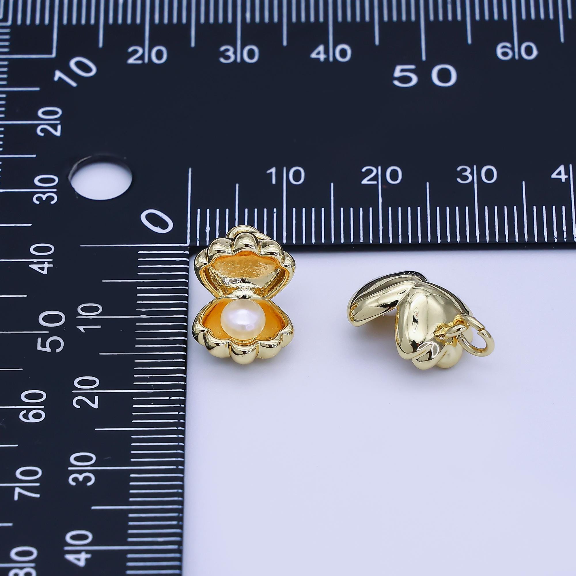 Tiny Clam Pearl Shell Charm for Bracelet Necklace Earring Component ...