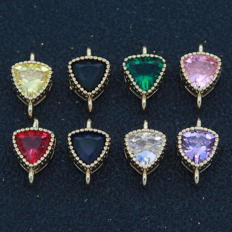 Shield Solitaire CZ Gold Connector Medieval Diamond Cut Dainty - Etsy