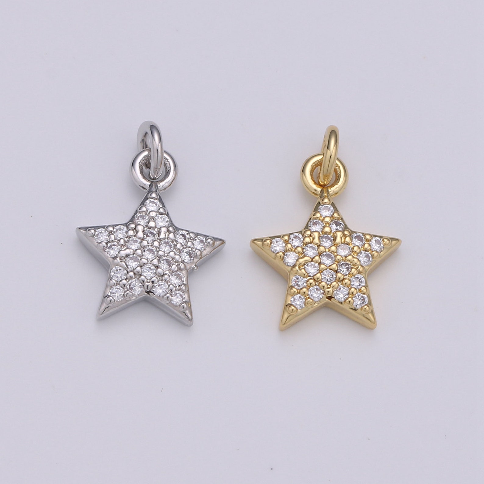 10x10mm 24k Gold Star Charms Cubic Zirconia Charms Micro | Etsy