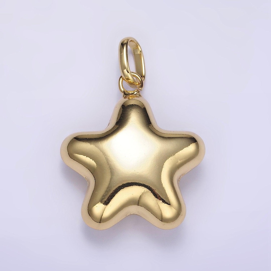 Chunky Puffy Star Balloon Charm 14k Gold Filled Celestial Bubble ...