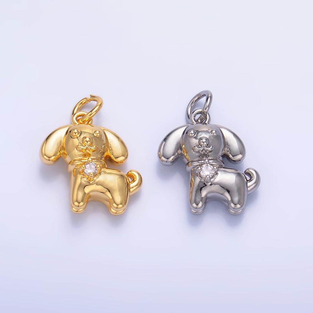 Mini Gold Dog Charm 24k Gold Filled Pets Animal Charm for Bracelet ...
