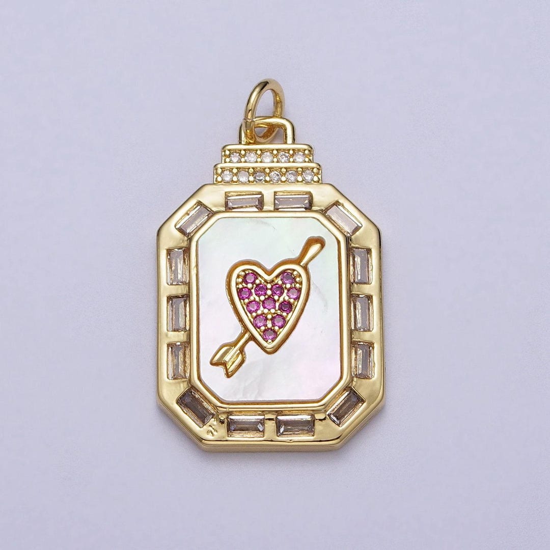 24k Gold Filled Octagon Pendant Necklace, Dainty Tag, Rectangular ...