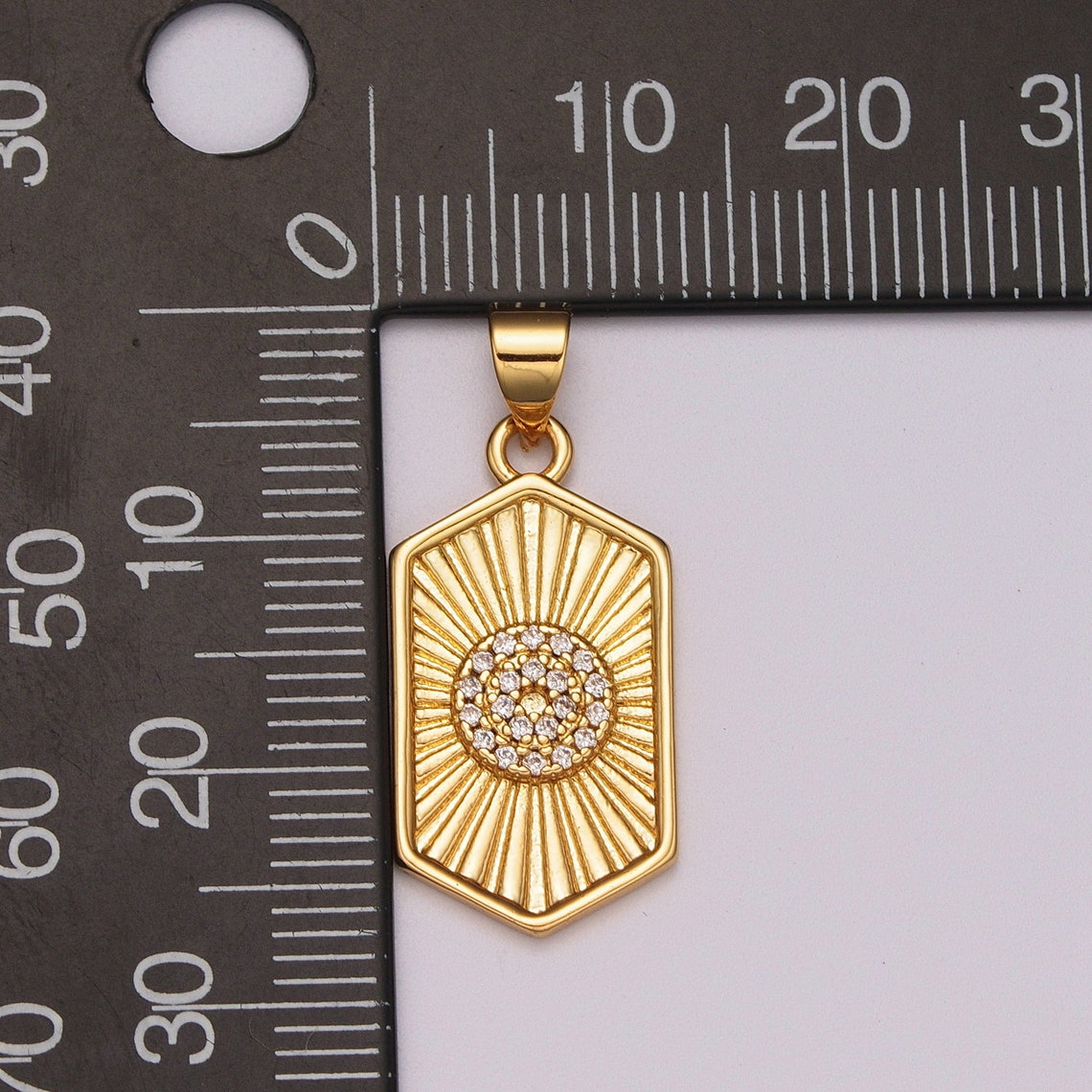 Dainty 14k Gold Filled Hexagon Medallion Pendant Gold Sunburst - Etsy
